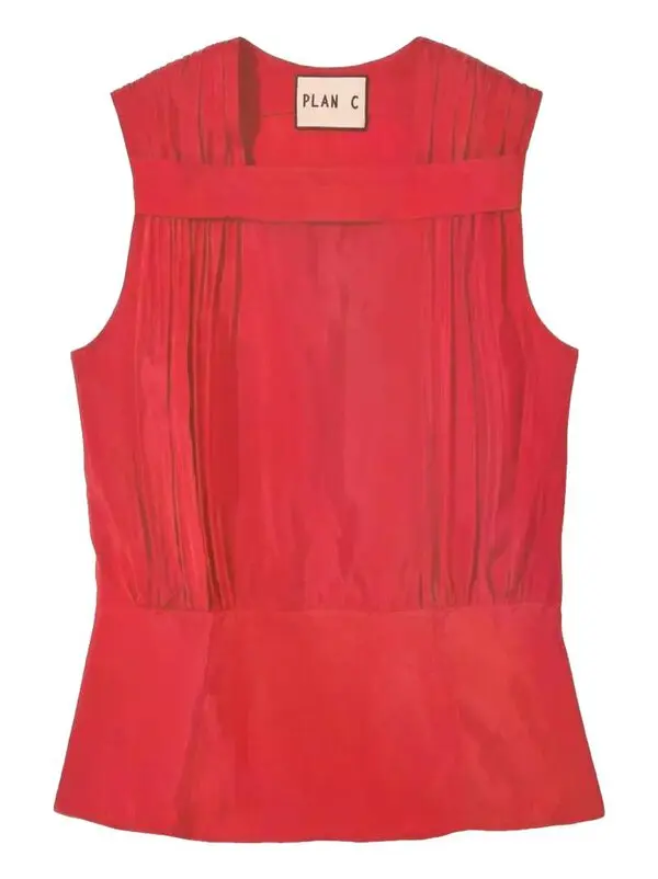 Plan C Pleated Vest Top - Red