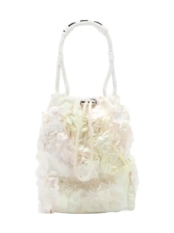 Plan C Floral Appliqué Bucket Bag - White