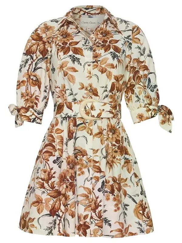 Cara Cara Floral-print Belted Dress - Neutrals