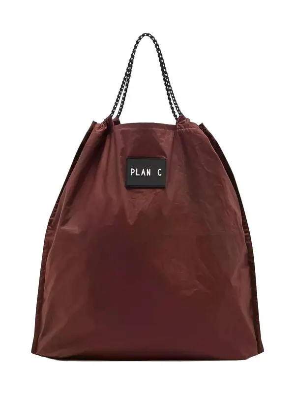 Plan C Drawstring Tote Bag - Brown