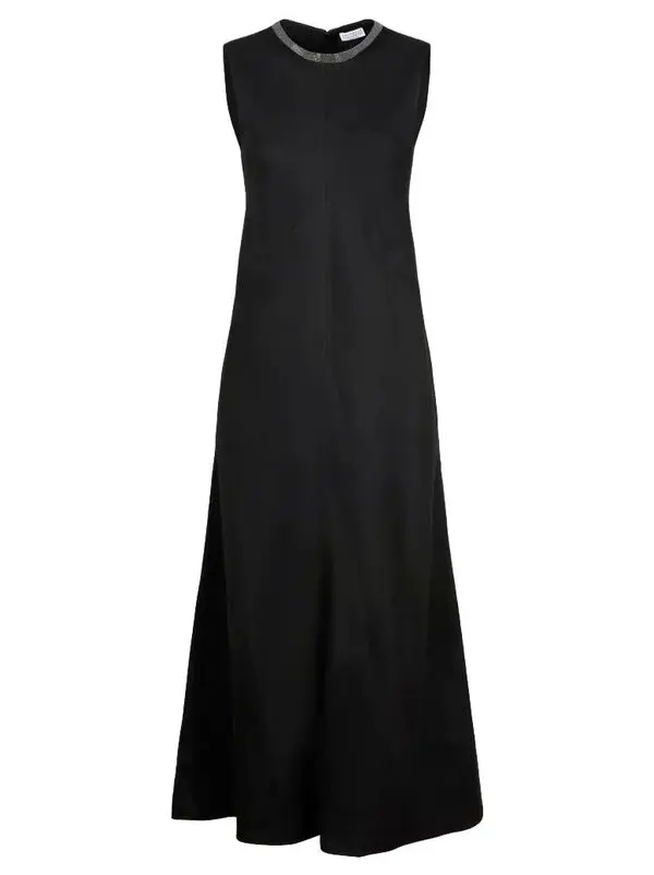 Brunello Cucinelli Beaded-embellished Sleeveless Dress - Black