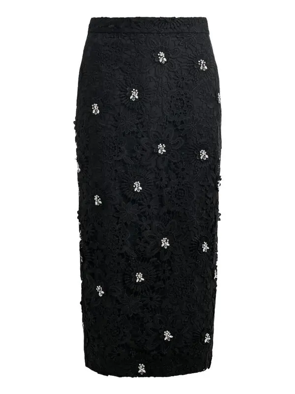 Essentiel Antwerp Floral-lace Embellished Midi Skirt - Black