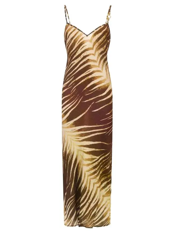 Just Cavalli Leaf-print Dress - Brown