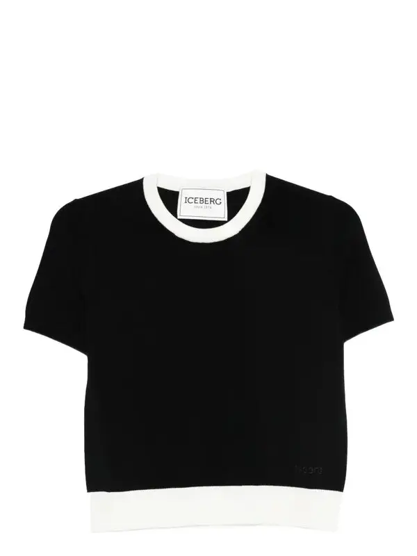 Iceberg Ribbed Trim Top - Black