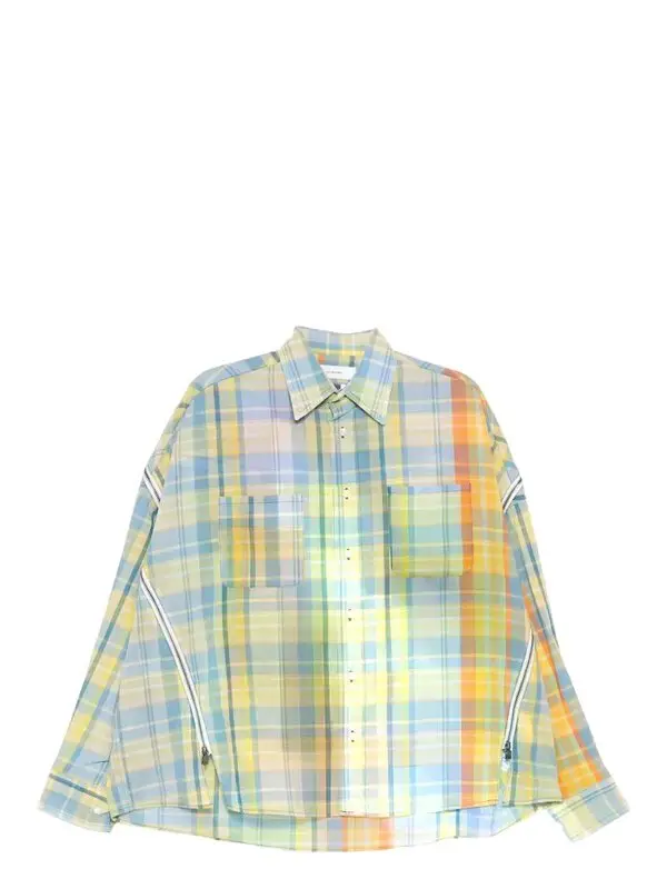 Facetasm Checked Shirt With Zippers - Blue