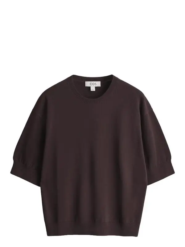 Cos Knitted Cotton T-shirt - Brown