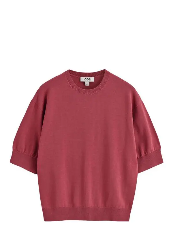 Cos Knitted Cotton T-shirt - Pink