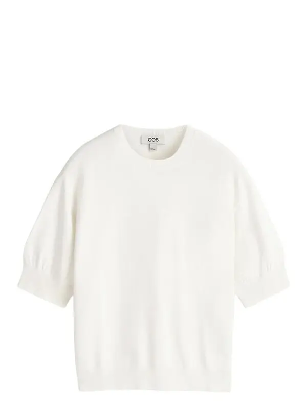 Cos Knitted Cotton T-shirt - White