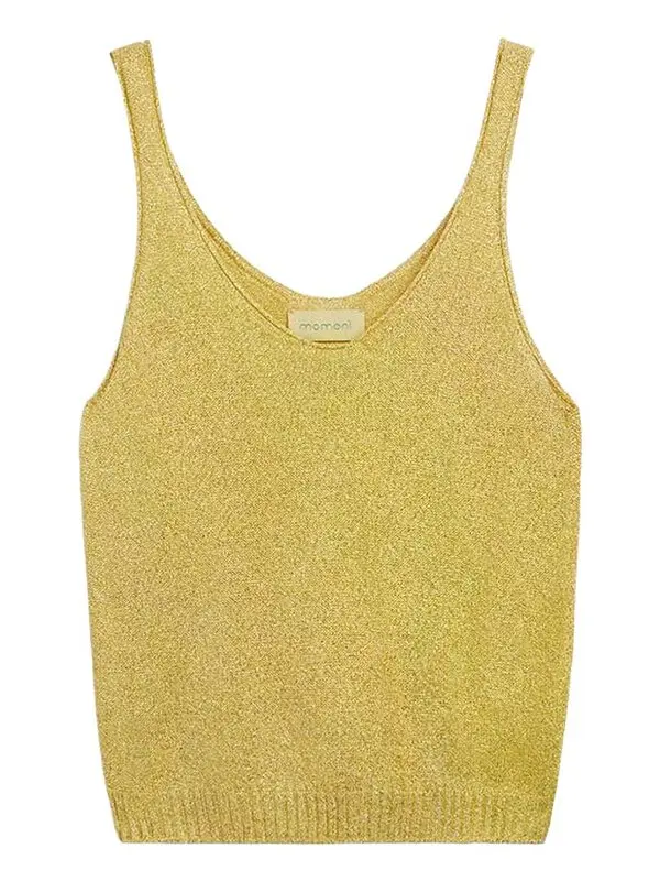 Momoni David Ribbed Knit Tank Top - Gold