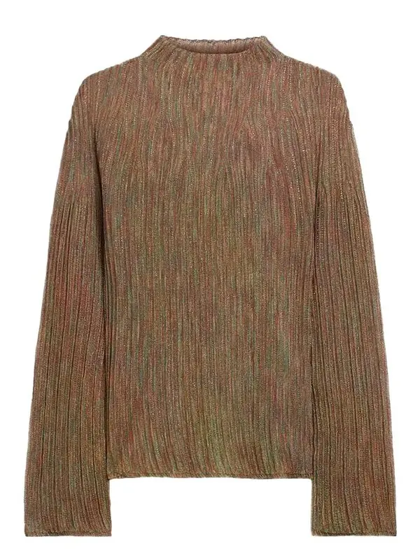 Momoni Ribbed Flared-sleeves Sweater - Brown