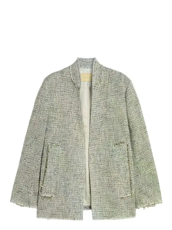 Momoni Catalina Frayed Collarless Jacket - Grey