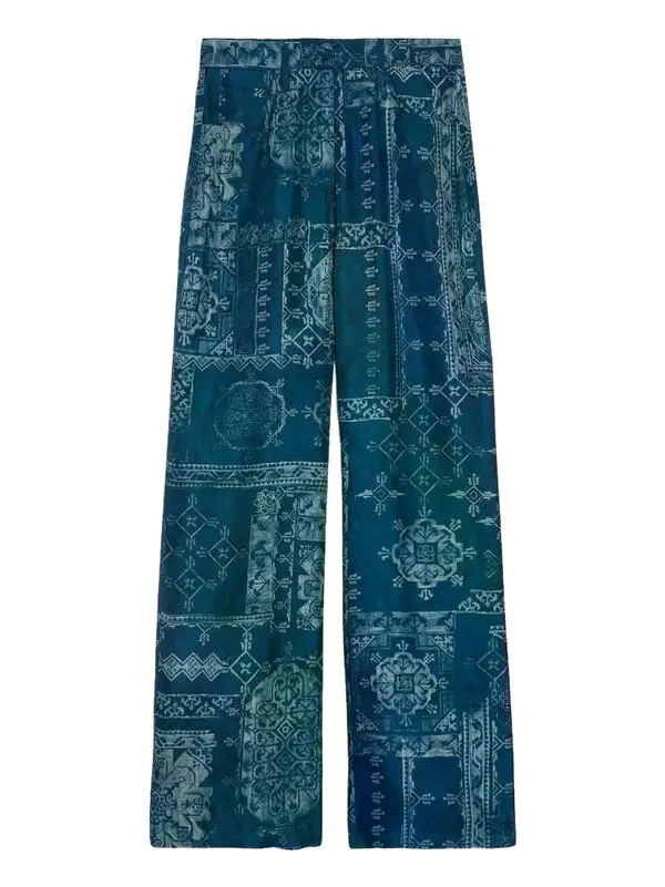 Momoni Printed Straight Trousers - Blue