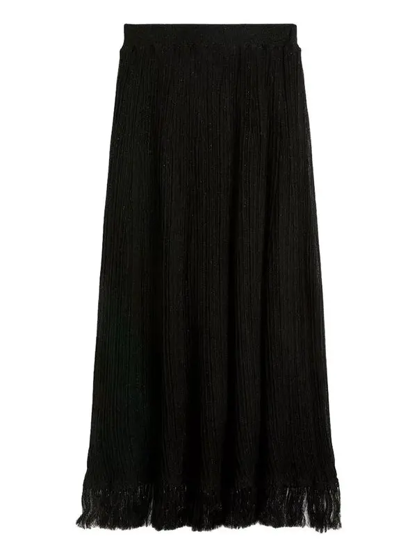 Momoni Yei Fringed Skirt - Black