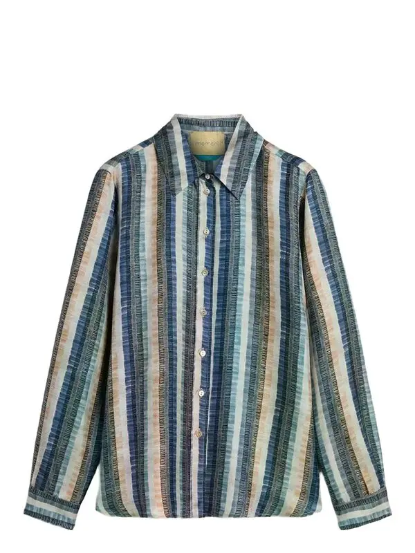 Momoni Collared Printed Shirt - Blue