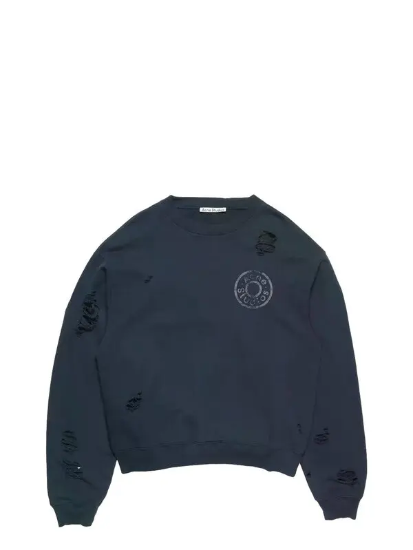 Acne Studios Distressed Logo Print Sweatshirt - Blue