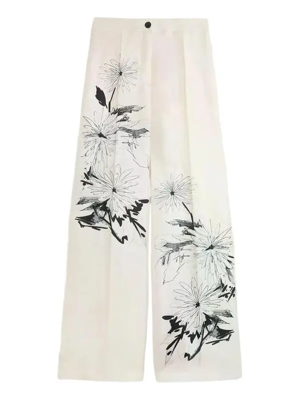 Momoni Floral Print Trousers - White