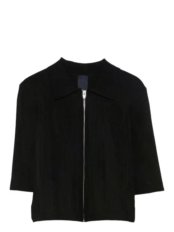 JUUN.J Ribbed Zipped Cardigan - Black