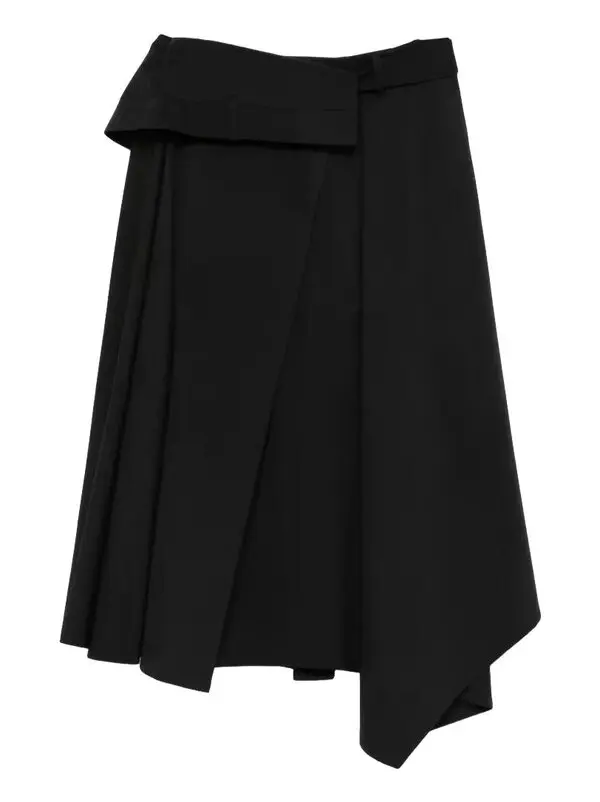 JUUN.J Asymmetric Midi Skirt - Black