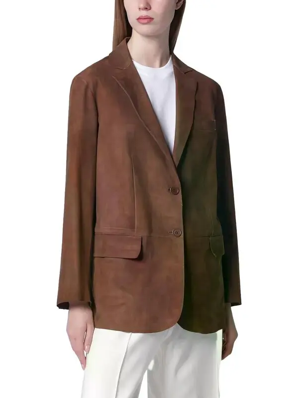 SALVATORE SANTORO Buttoned Suede Blazer - Brown