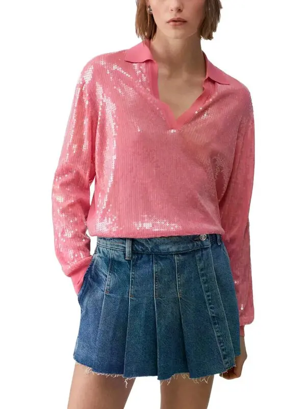 Liu Jo Sequin V-neck Sweater - Pink