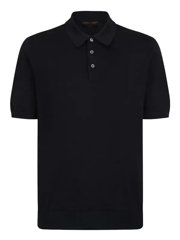 GRAN SASSO Short-sleeve Button Polo Shirt - Blue