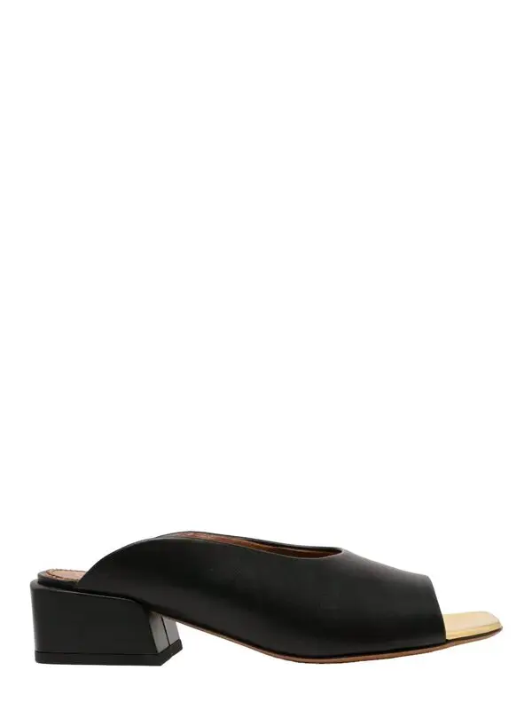 POLLINI Open Toe Leather Sandals - Black