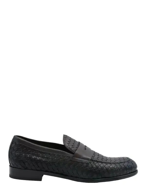 DOUCAL'S Woven Leather Loafers - Brown