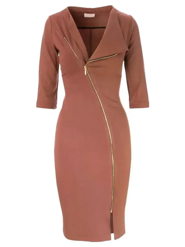ROSERRY Zip-fastening Midi Dress - Brown