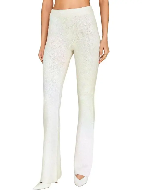 SEROYA Elasticated-waistband Flared Trousers - White