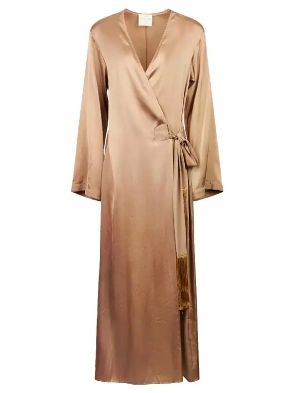 FORTE_FORTE V-neck Midi Dress - Brown