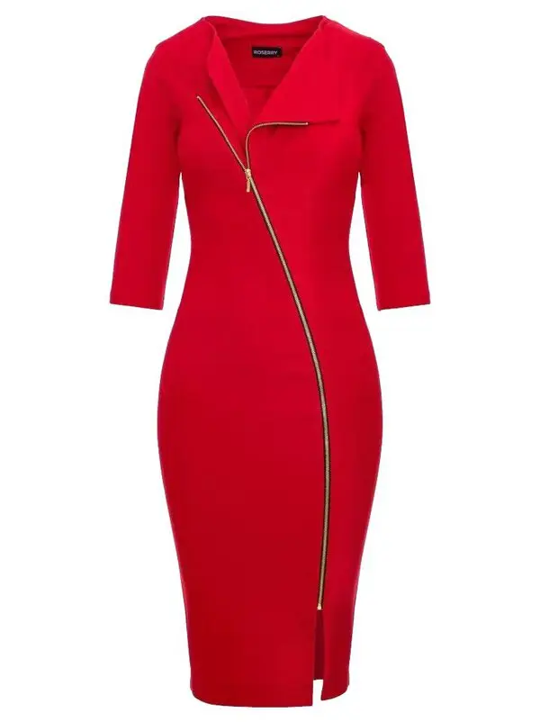 ROSERRY Zip-fastening Midi Dress - Red