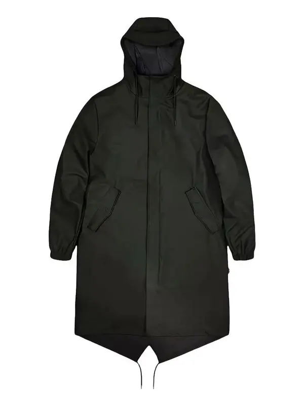 Rains Fishtail Parka Drawstring Hooded Raincoat - Green