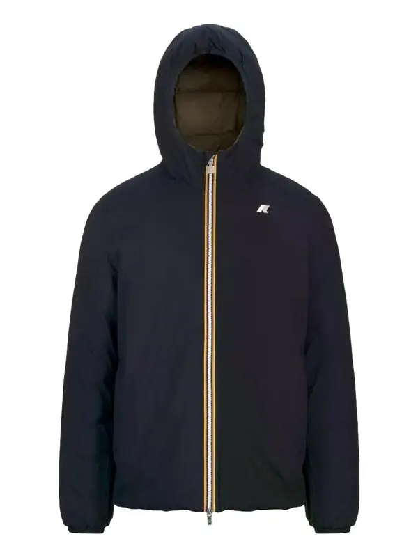 K-WAY Rubberised Logo Hooded Jacket - Blue