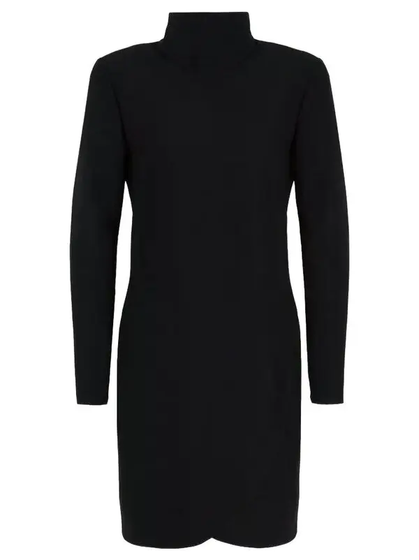 Emporio Armani Technical-cady High-neck Long-sleeve Dress - Black