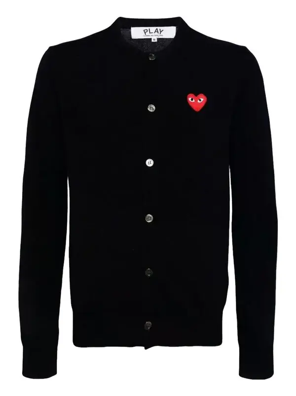 Comme Des Garçons Heart-logo Cardigan - Black