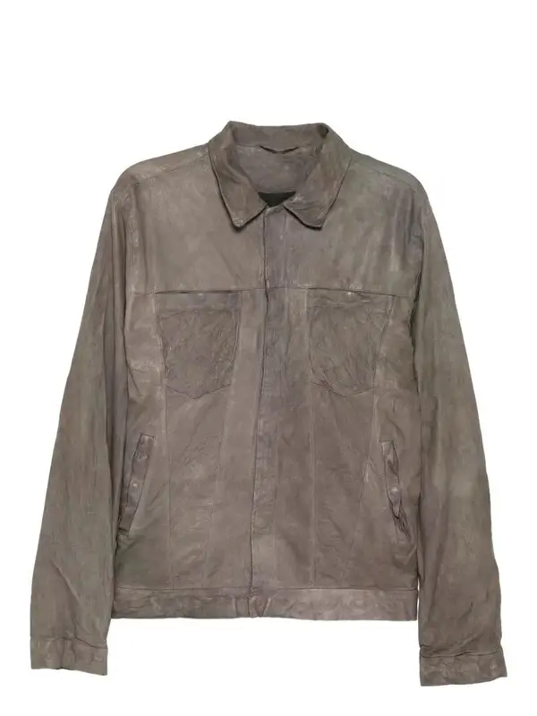 GIORGIO BRATO Crease-effect Leather Jacket - Grey