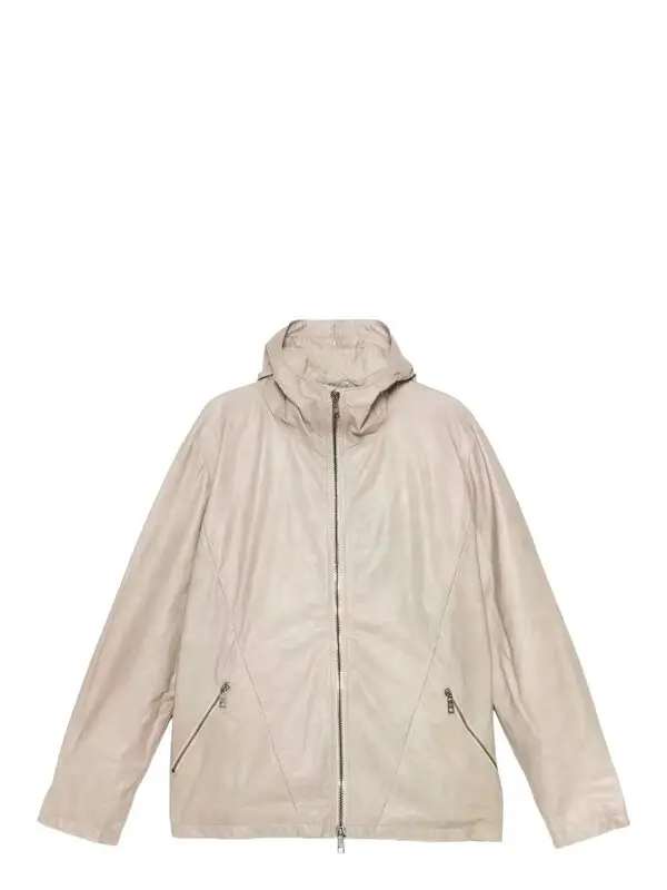 GIORGIO BRATO Leather Hooded Jacket - Neutrals