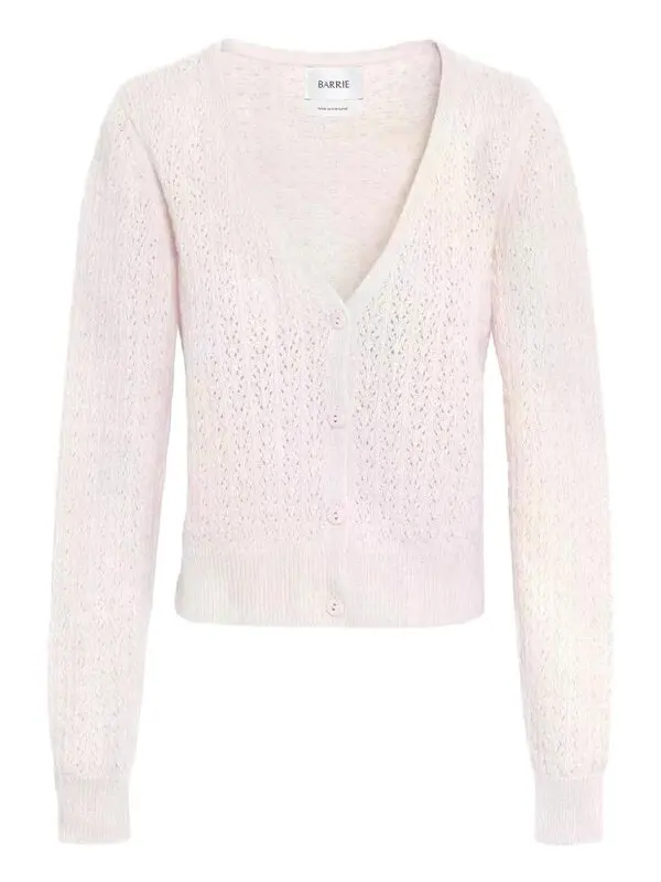 BARRIE Open-knit Button Cardigan - Pink