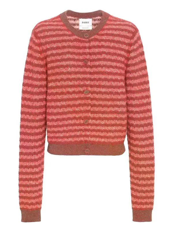 BARRIE Striped Button Cardigan - Red
