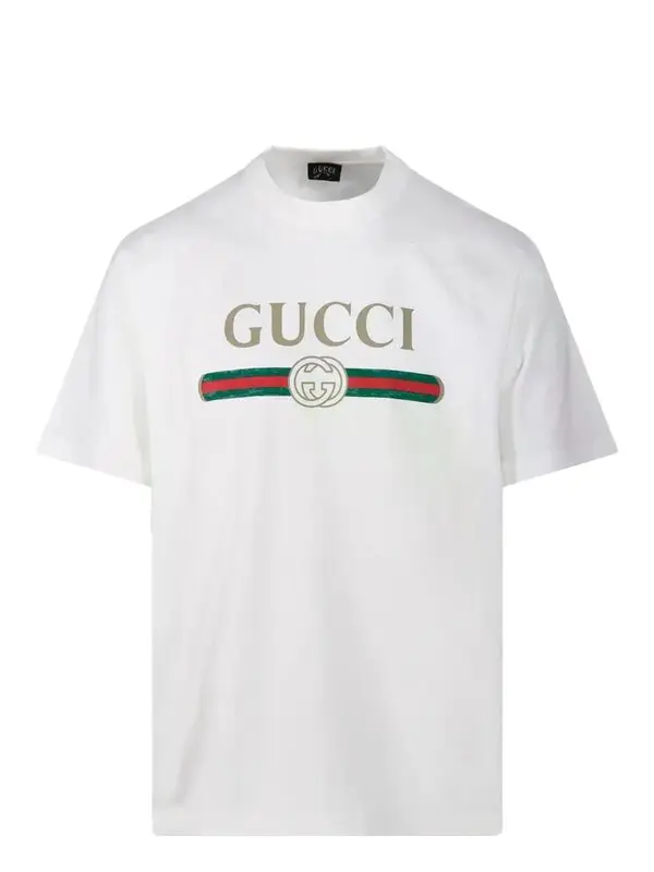 Gucci Silk Blend Jersey T-shirt With Print - Neutrals