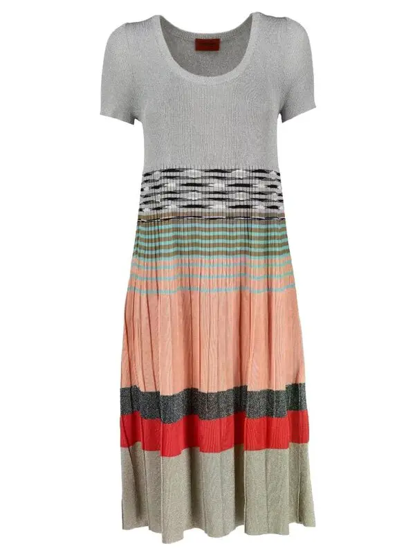Missoni Pleated Short-sleeved Midi Dress - Grey