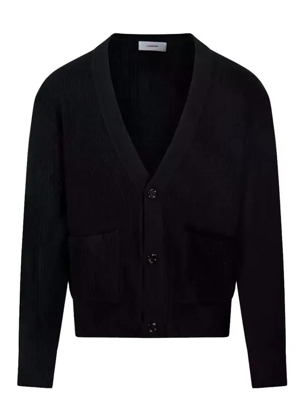 LARDINI Buttoned V-neck Cardigan - Black