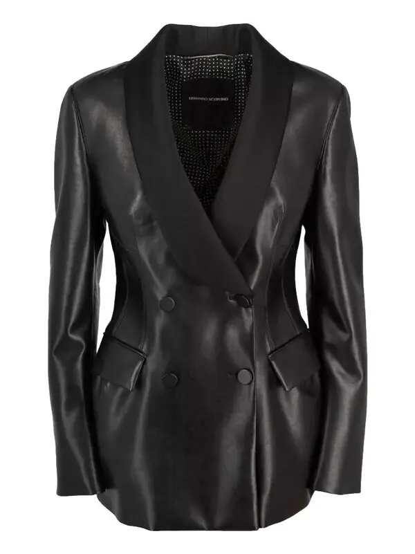 Ermanno Scervino Double-breasted Faux-leather Jacket - Black