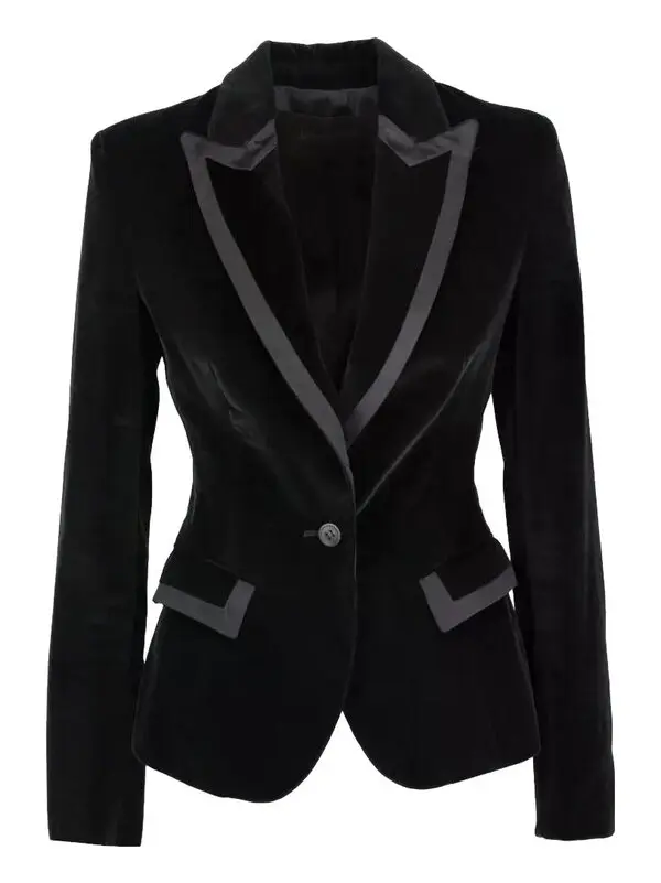 Ermanno Scervino Velvet Trim Jacket - Black