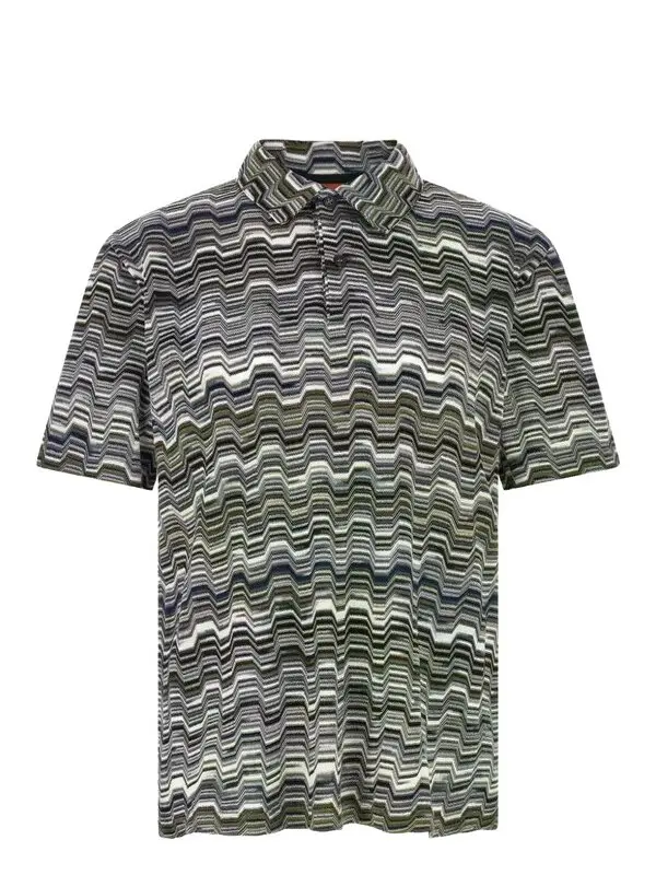 Missoni Zig-zag Jacquard Polo Shirt - Green