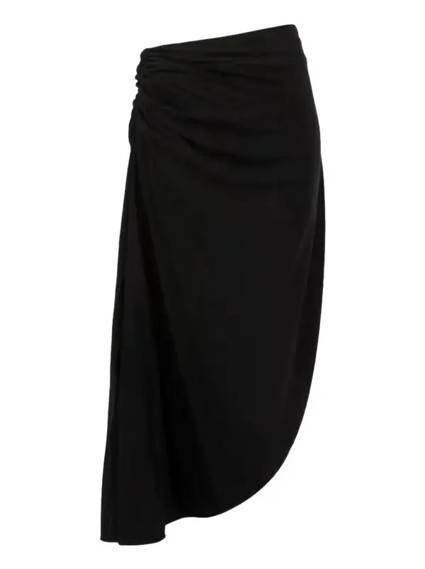 TWINSET Gathered Slit Midi Skirt - Black
