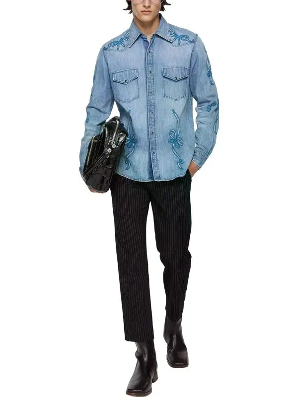 Acne Studios Embroidered Denim Shirt - Blue