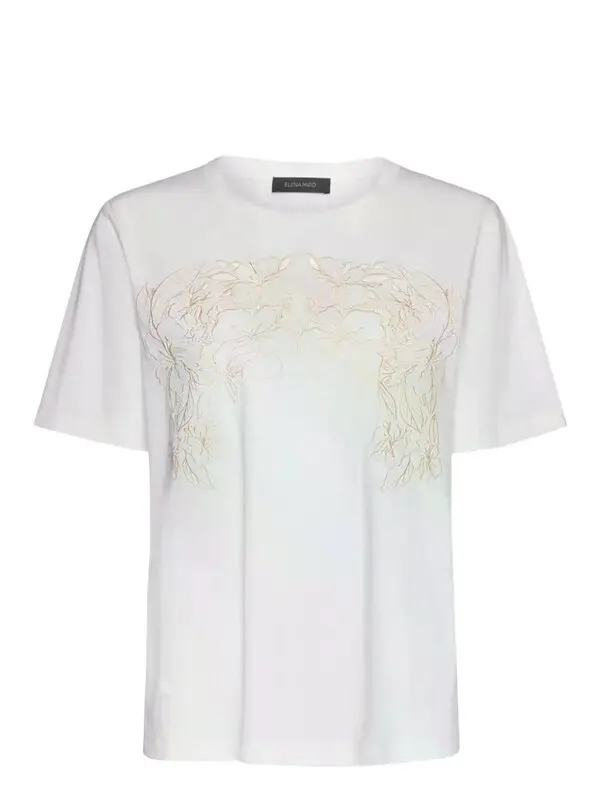 ELENA MIRO` Floral-embroidered T-shirt - White
