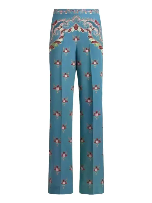Etro Floral Paisley Print Trousers - Blue