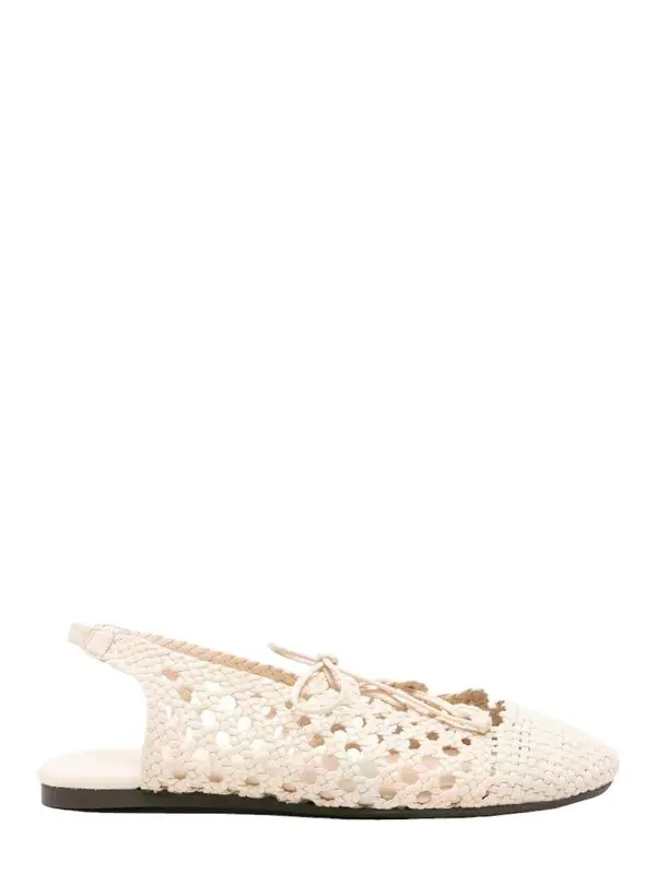 Hereu Woven Lace-up Ballet Flats - Neutrals